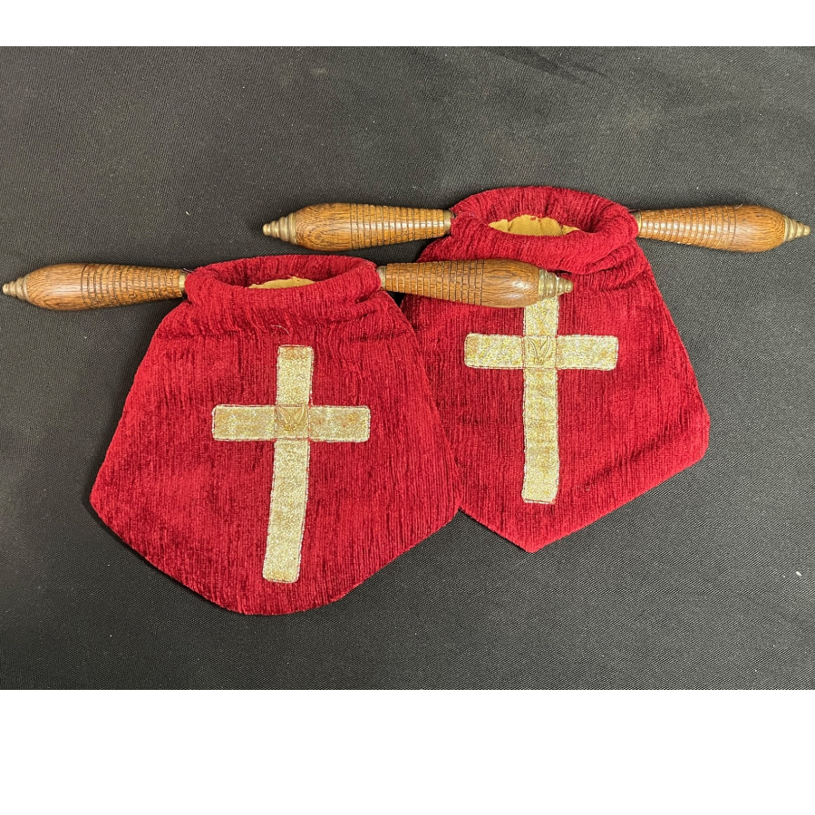 Collection/Offering Bags with Embroidered Cross & Handles - 2 Available ...